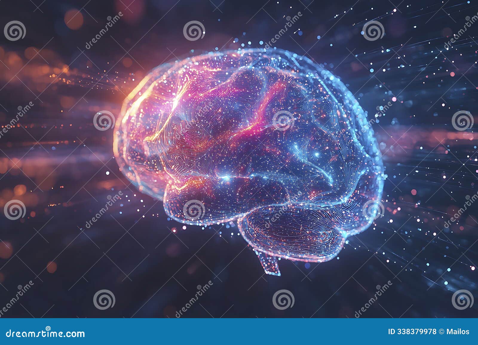 Dynamic AI Brain Model with Abstract Neural Patterns Stock Photo ...