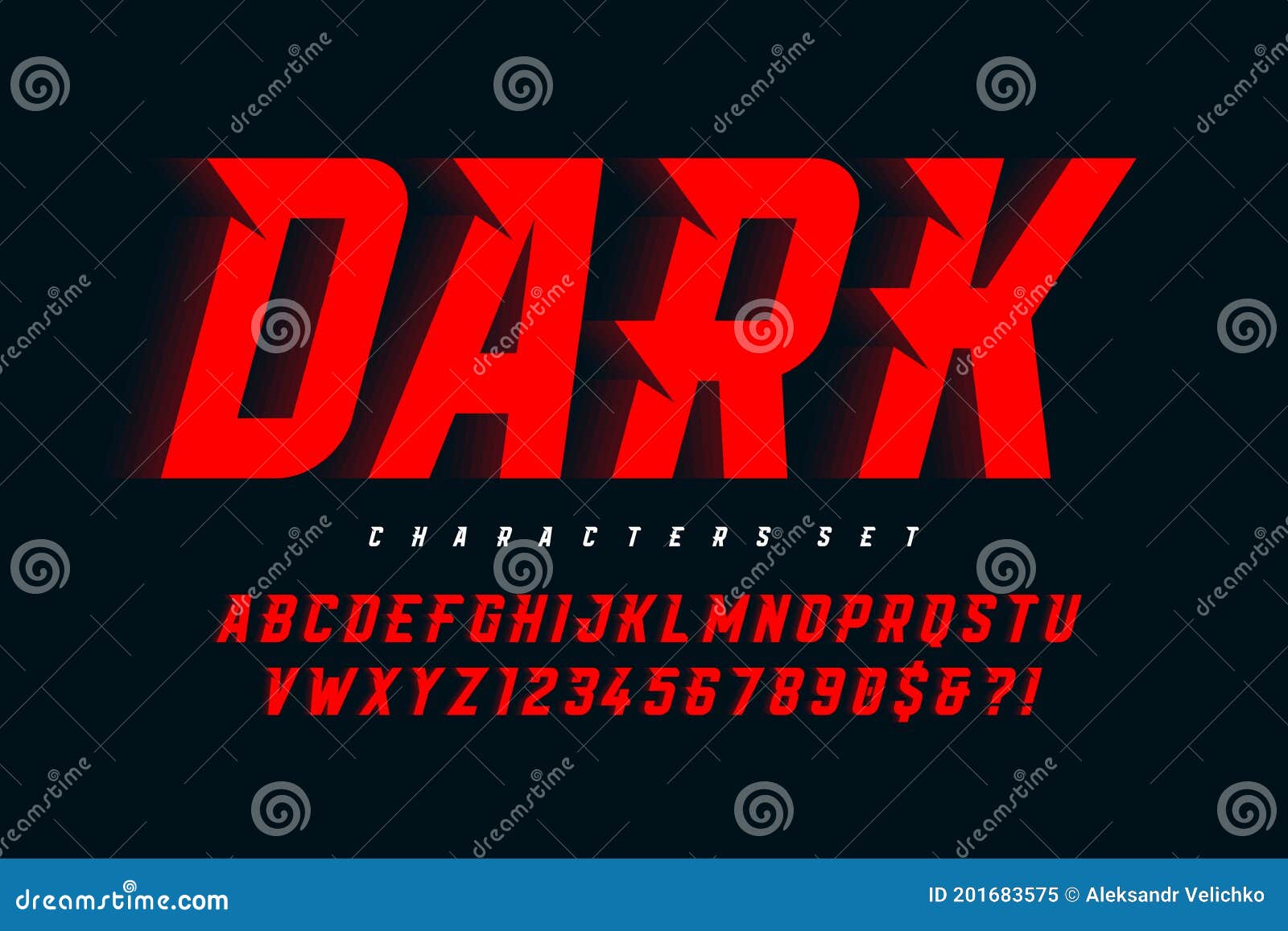 Dynamic Alphabet Design, Letters and Numbers. Vector Characters Stock ...