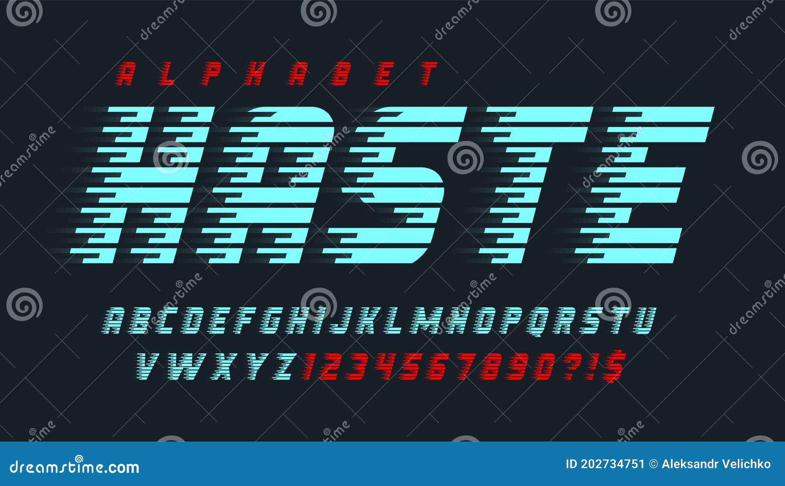 Dynamic Alphabet Design, Letters and Numbers. Stock Vector ...