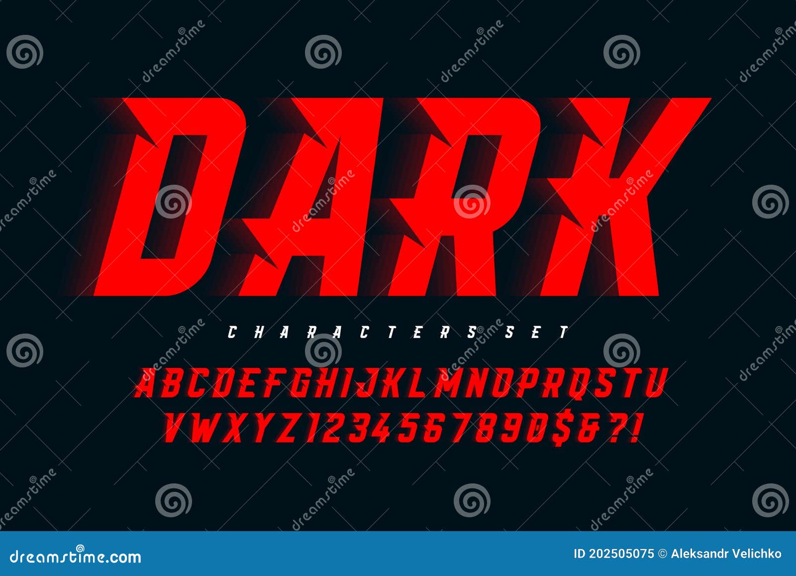 Dynamic Alphabet Design, Letters and Numbers. Vector Characters Stock ...