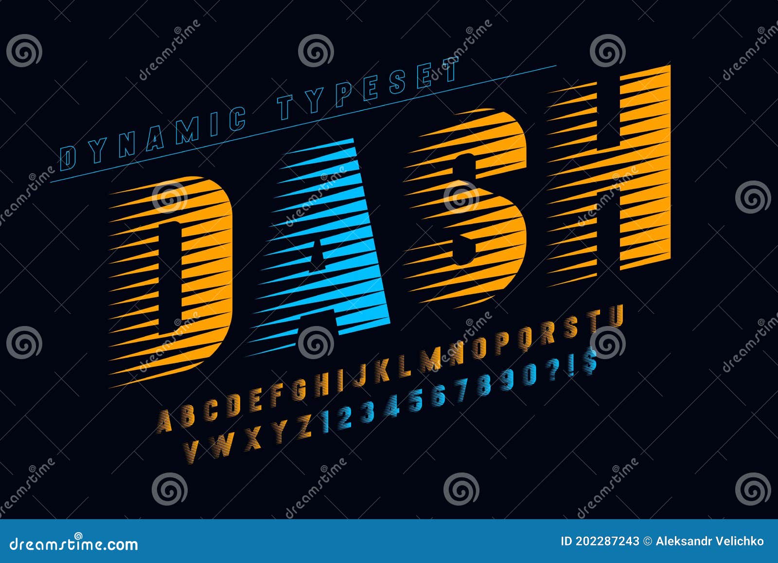 Dynamic Alphabet Design, Typeface, Letters And Numbers. Cartoon Vector ...
