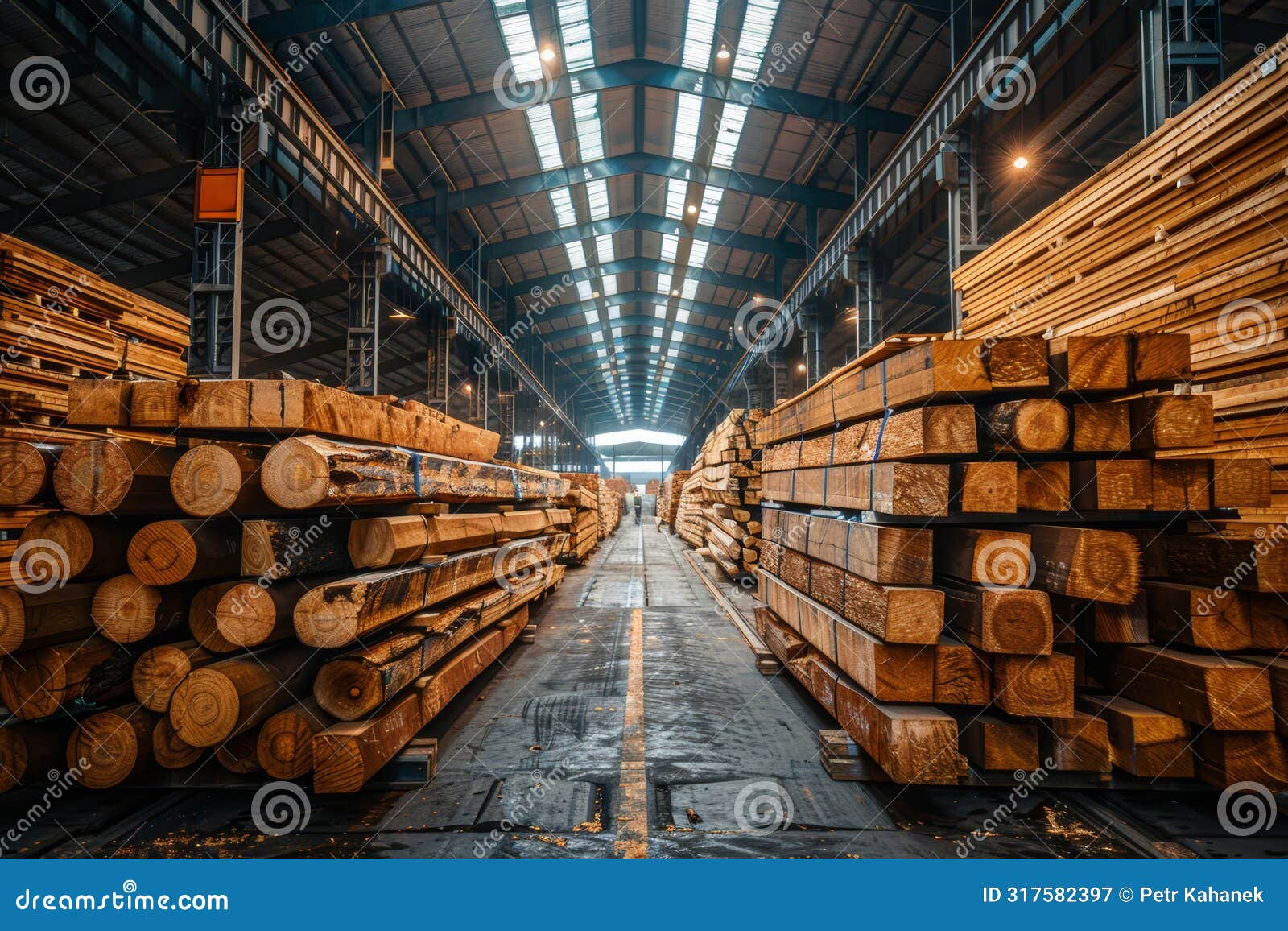 Dynamic Angle of Towering Timber Piles in a Sprawling Warehouse ...
