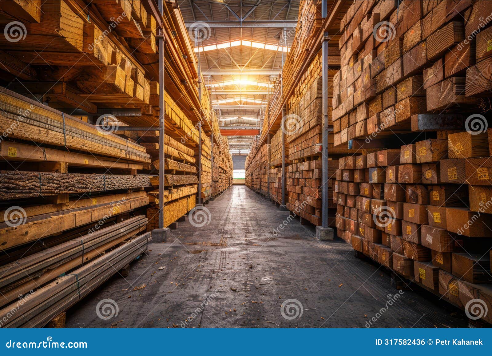 Dynamic Angle of Towering Timber Piles in a Sprawling Warehouse ...
