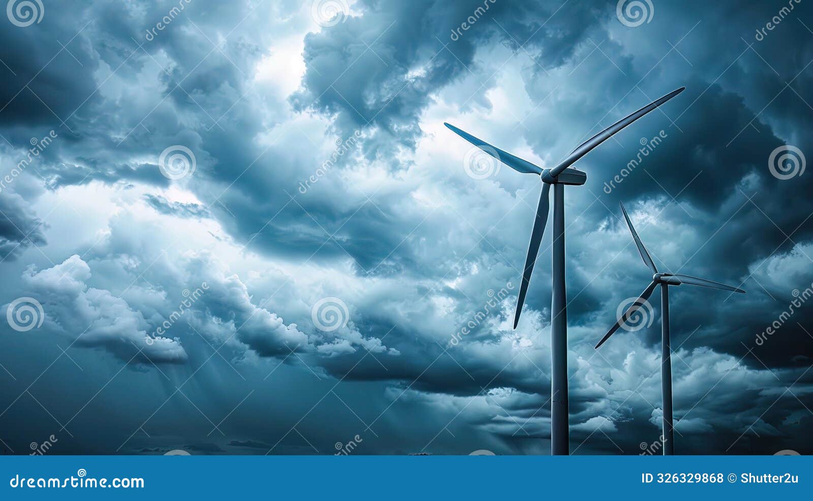 Dynamic Angle of Wind Turbines Against a Stormy Sky Conveying Strength ...