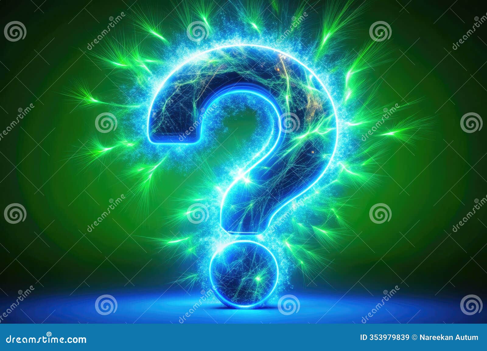 Dynamic Animated Electric Question Mark on Vibrant Green Screen ...