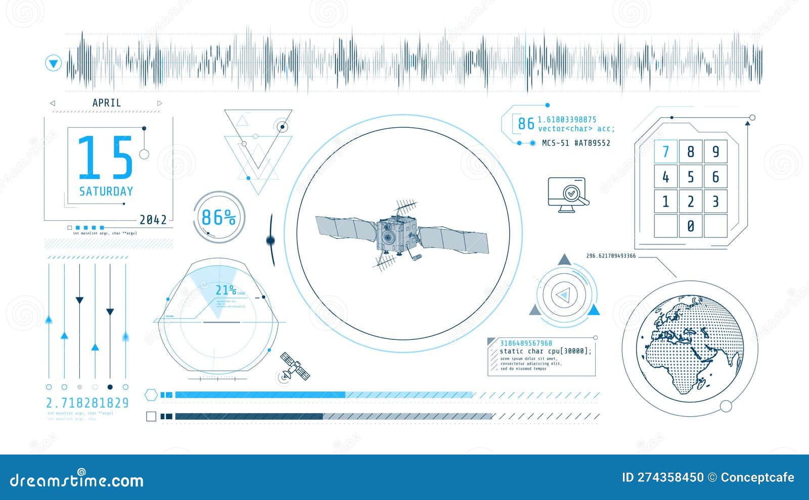 Dynamic Animation on the Theme of Receiving Satellite Data. Stock ...