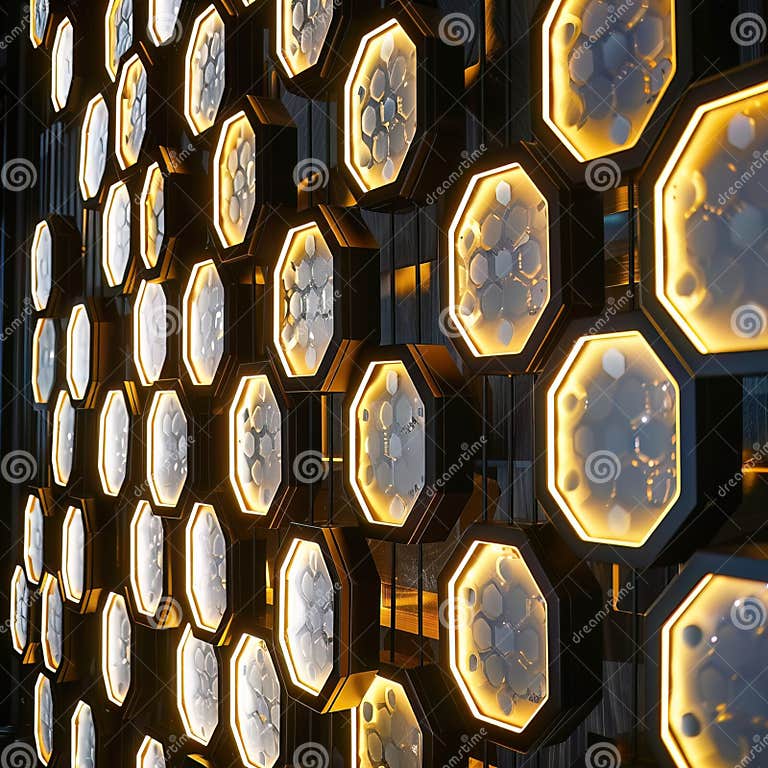 A Dynamic Array of Backlit Octagons Creating a Pulsating Rhythm ...