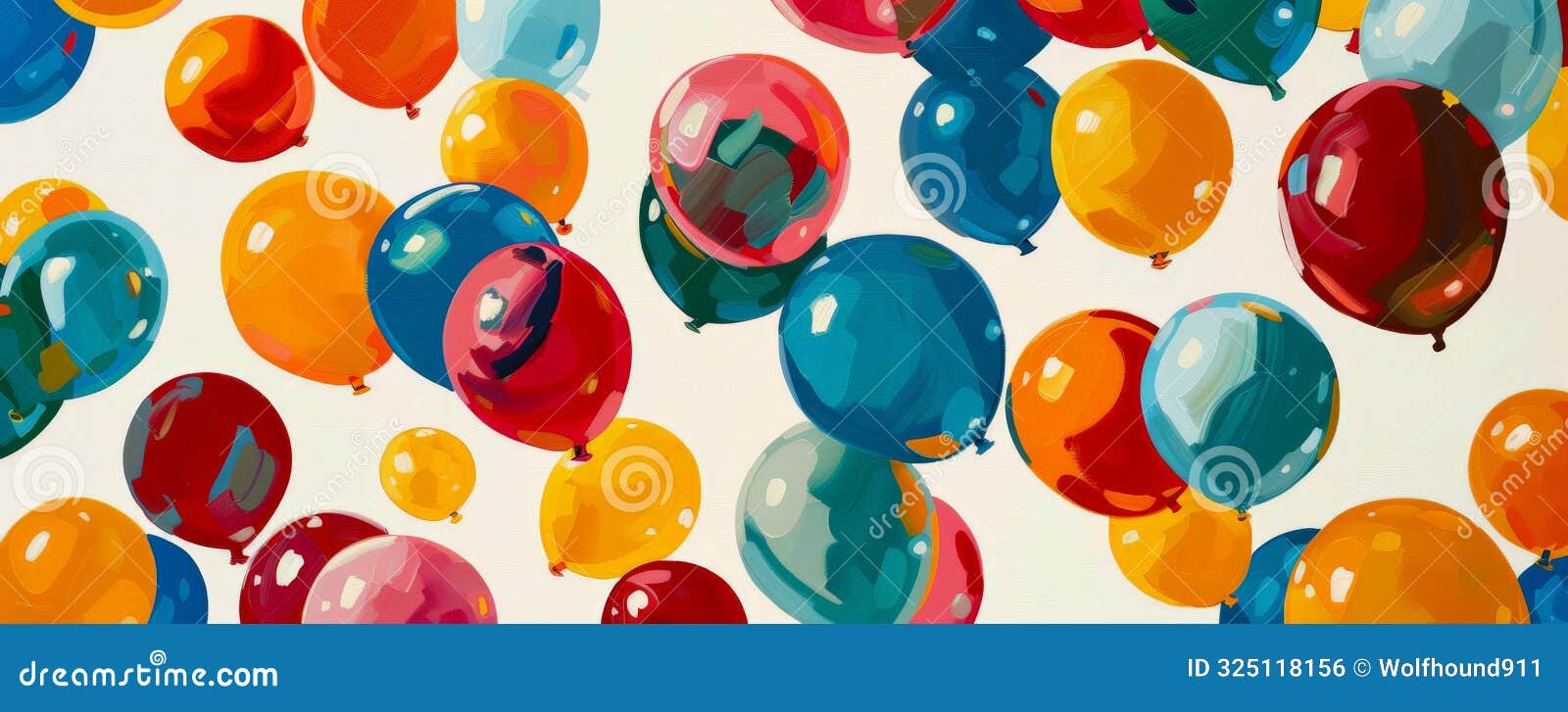 A Dynamic Array of Balloons in Vibrant Primary Colors, Floating in a ...