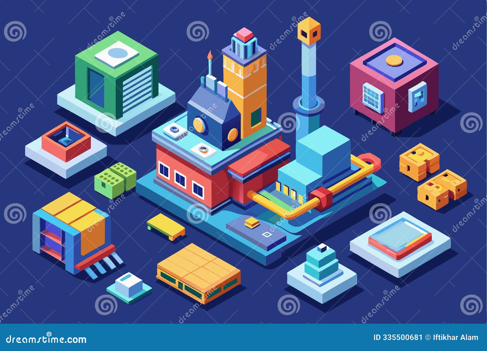 A Dynamic Array of Customizable Isometric Static Assets Depicts an ...