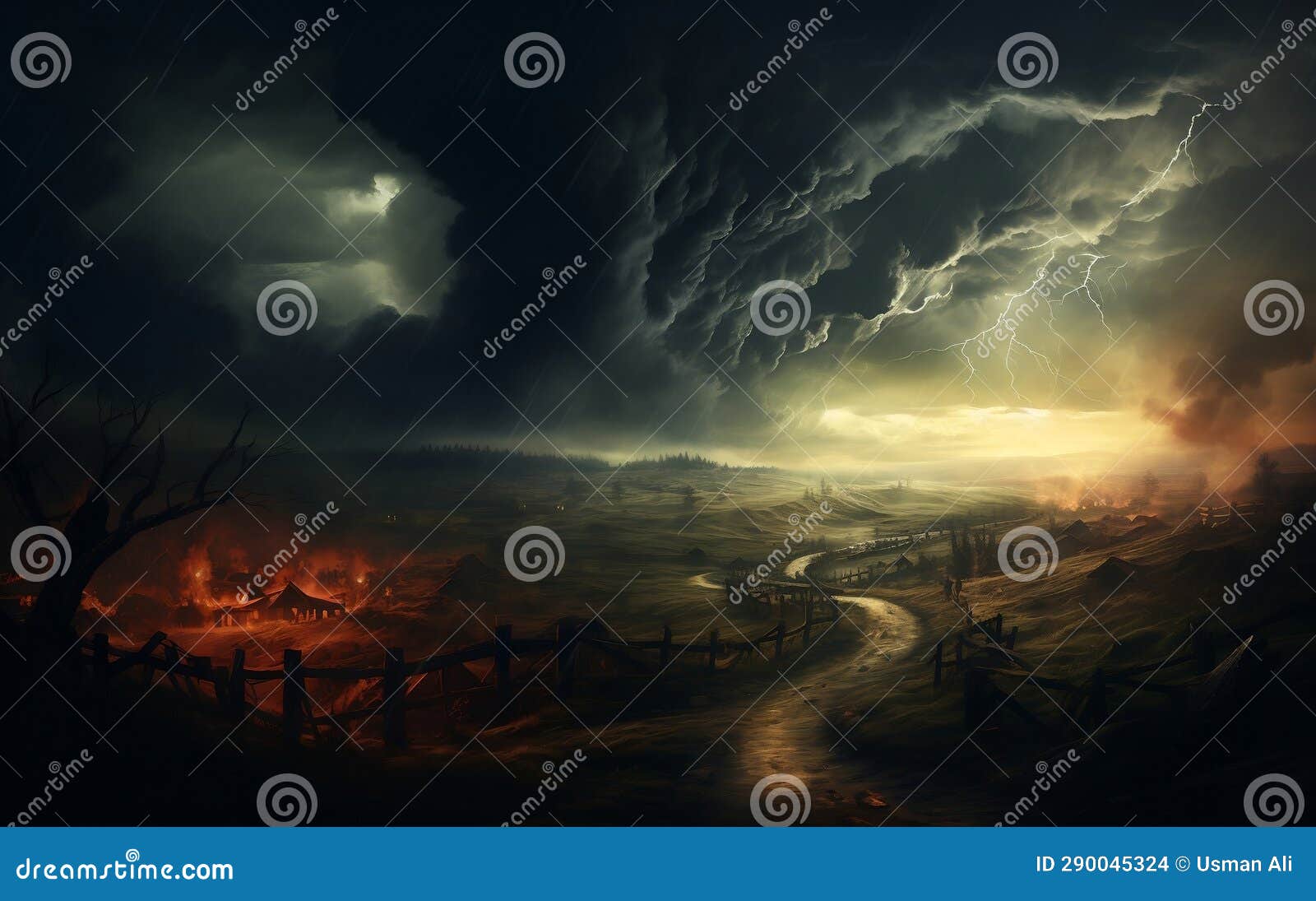 A Dynamic Artwork of a Menacing Twister. AI Stock Photo - Image of ...