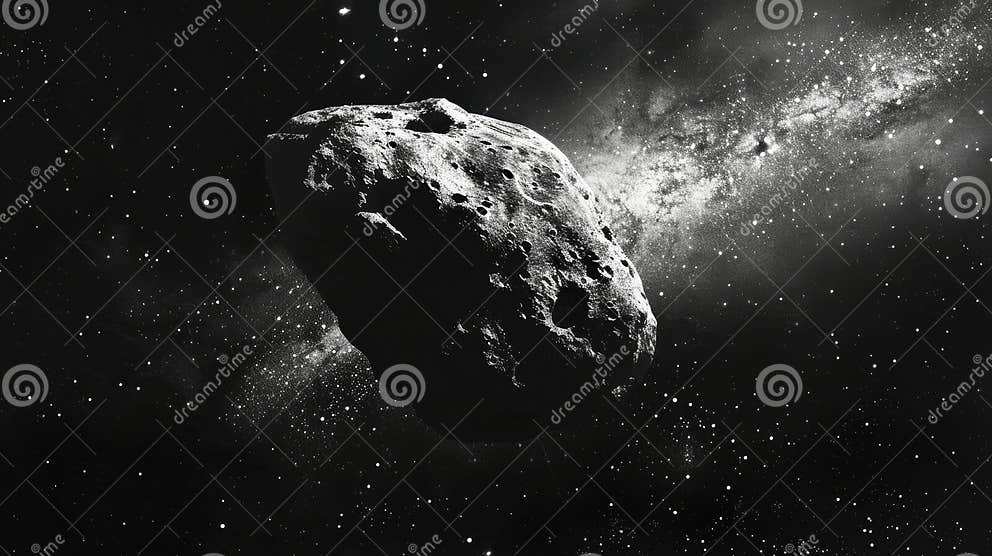Dynamic Asteroid Field with Celestial Bodies and Glowing Trails in Space. Stock Image - Image of ...