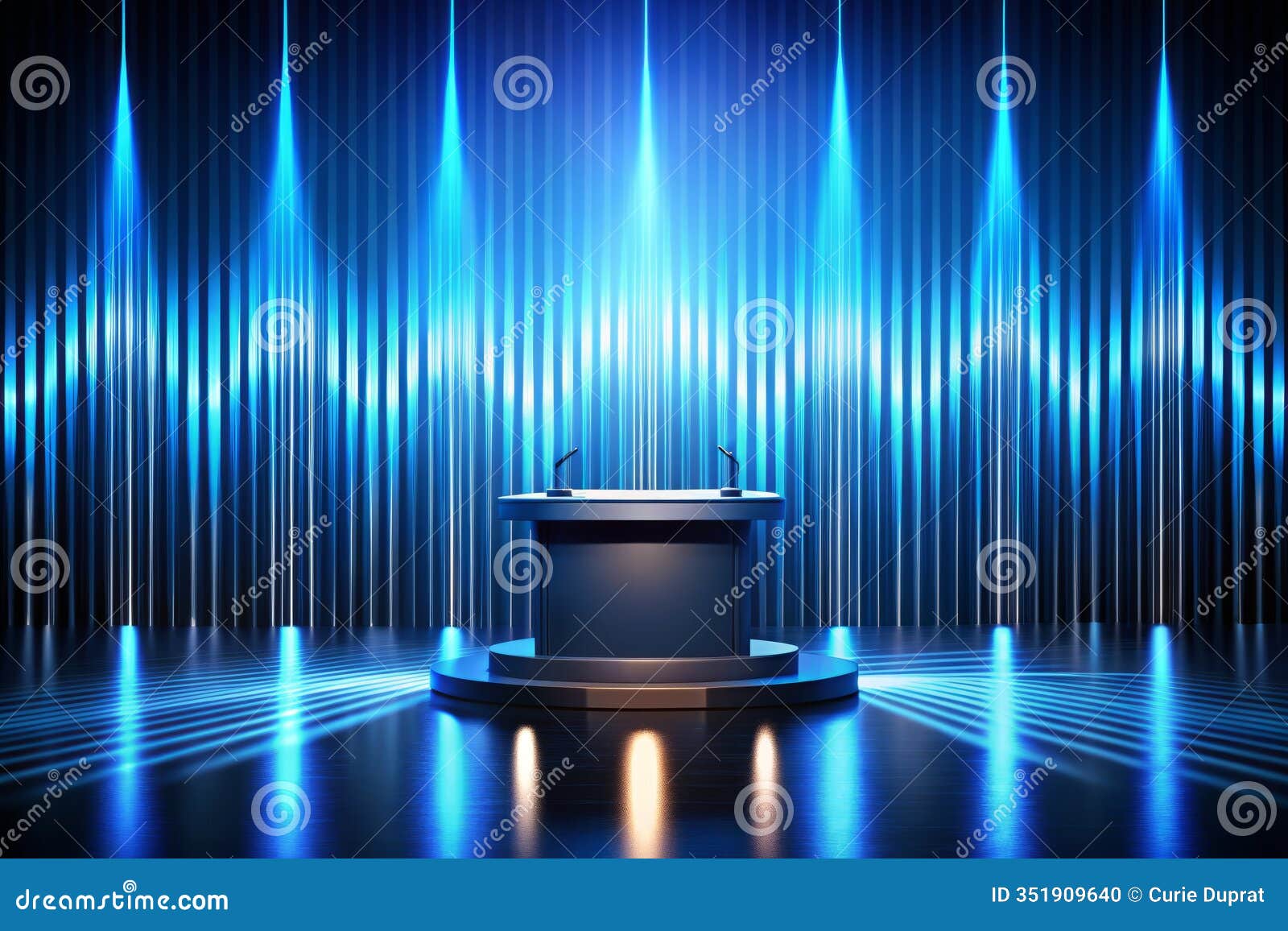 Dynamic Audio Visual Abstract Blue Gradient Background with Podium ...