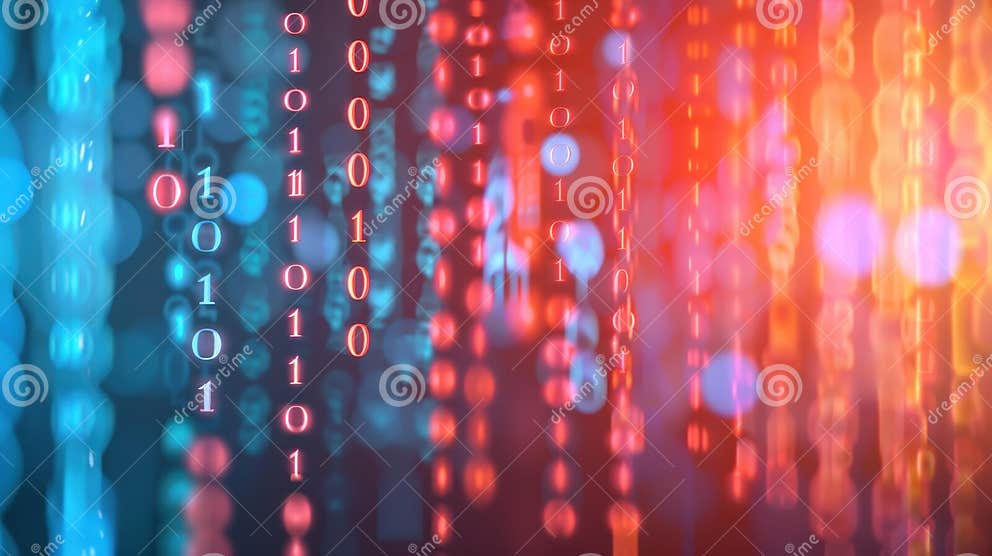 Dynamic Background of Falling Binary Code Representing Modern Technology and Data Security ...