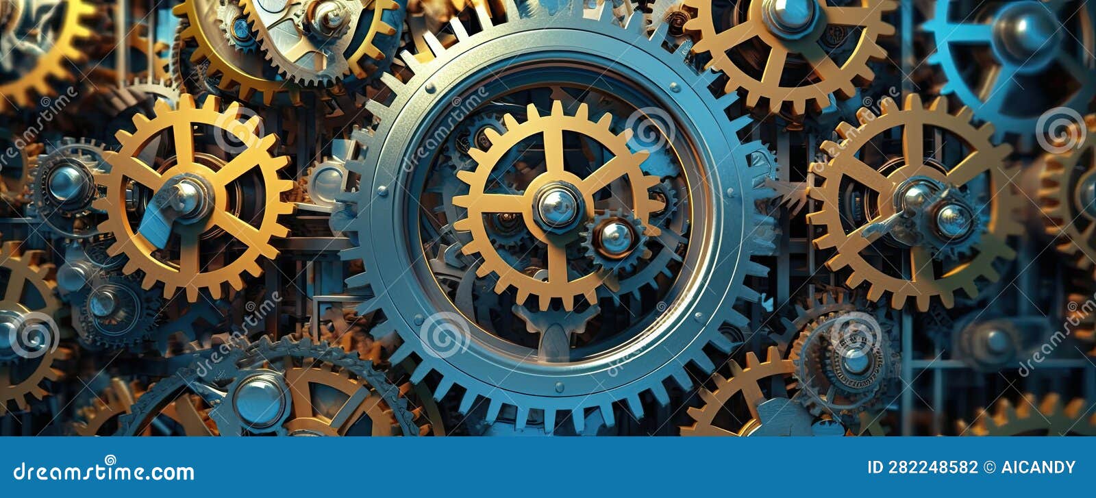 Dynamic Background with Swirling Gears and Mechanical Elements, Symbolizing Innovation and ...