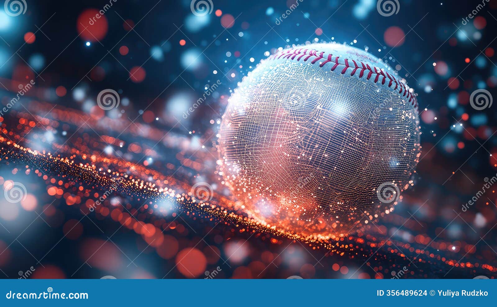 Dynamic Baseball Ball Flying in White Particles on a World Map with ...