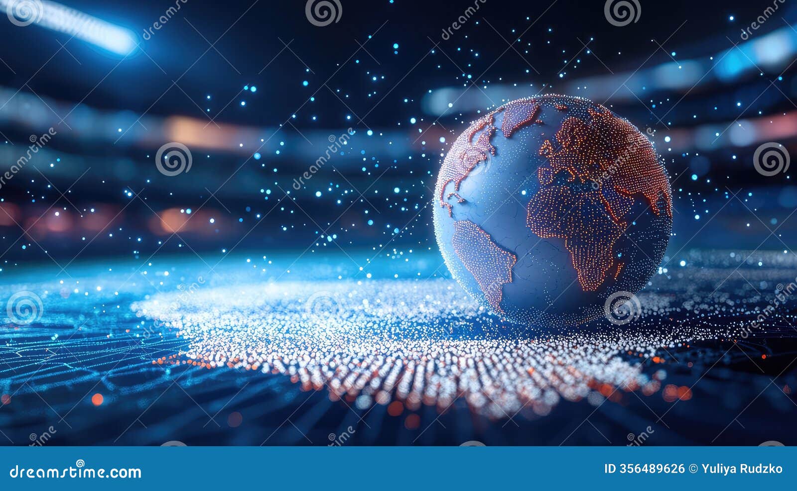 Dynamic Baseball Ball Flying in White Particles on a World Map with ...
