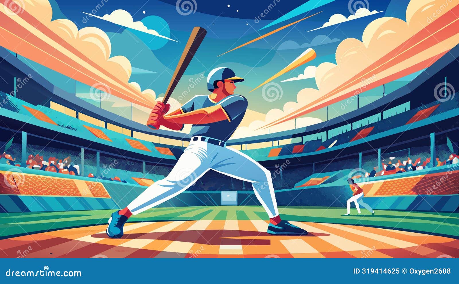 Dynamic Baseball Player Hitting a Home Run in Stadium Stock Image ...