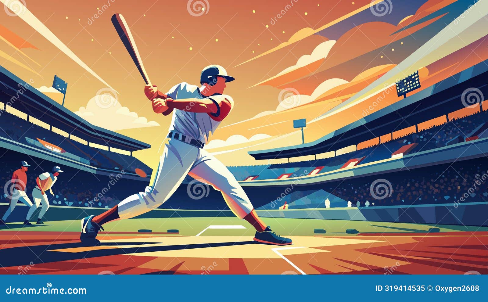 Dynamic Baseball Impact Moment In A Stadium. Vivid Action Shot. Perfect ...