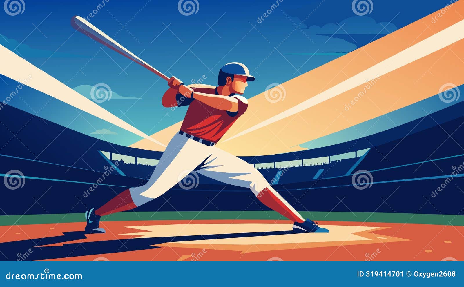 Dynamic Baseball Player Hitting in Stadium Illustration Stock Image ...