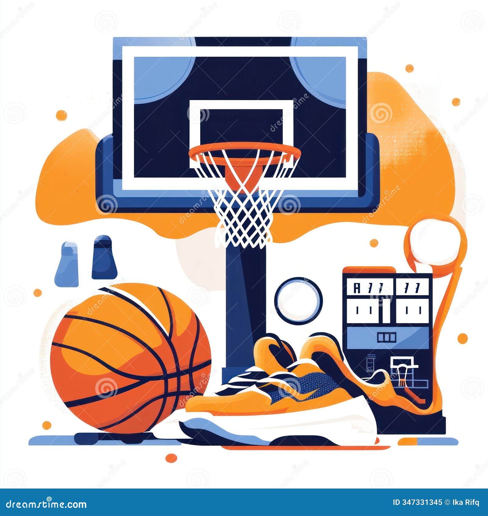 Dynamic Basketball Moment With Falling Ball Into Red Hoop Against White ...