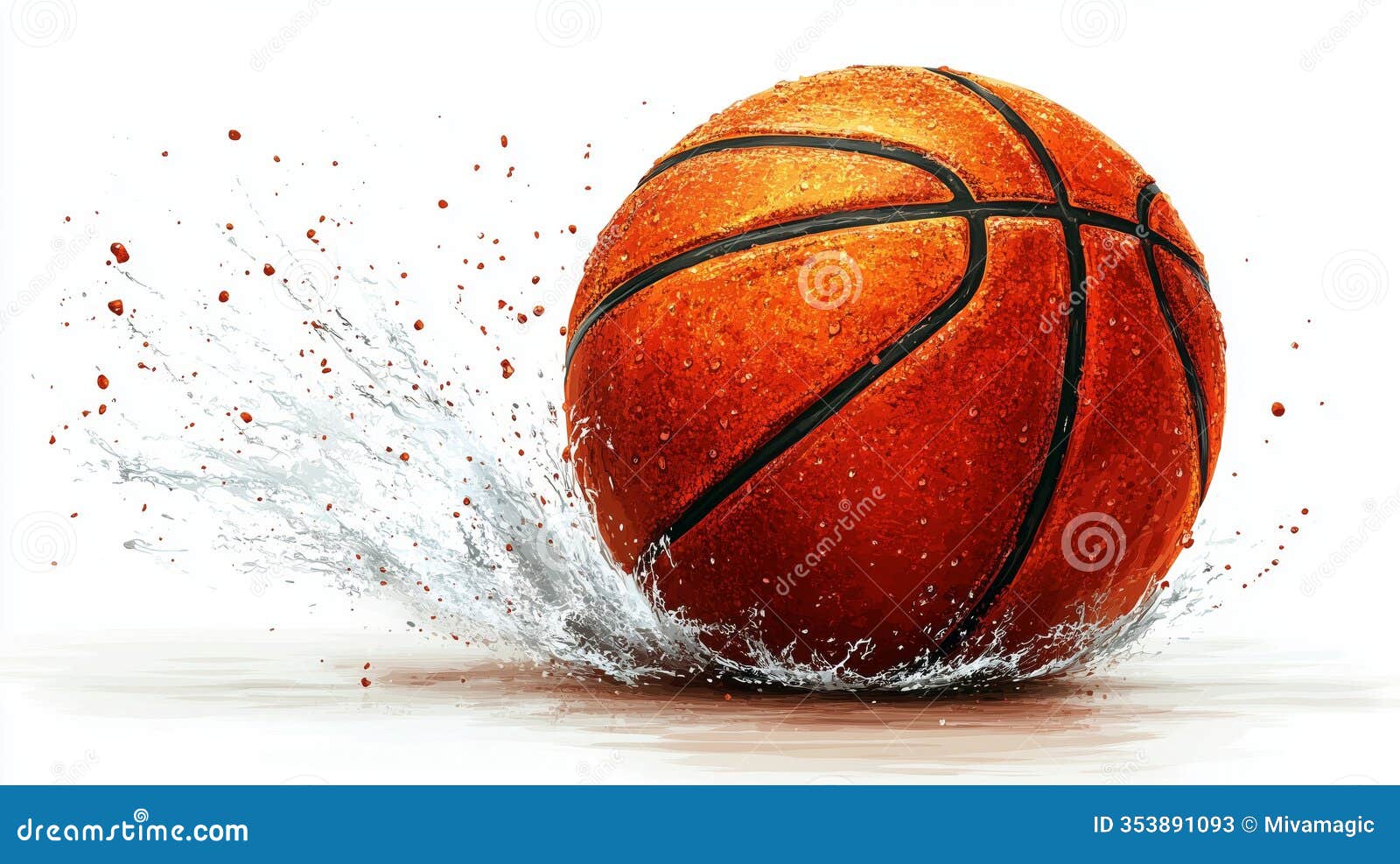 Dynamic Basketball Movement with Splash Effect on Court Surface Stock ...