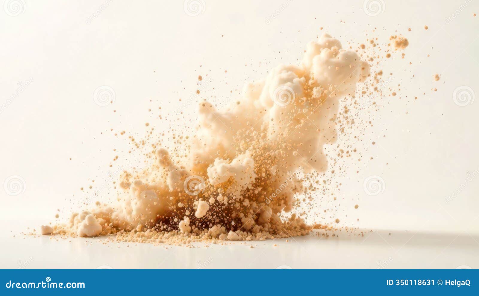 Dynamic Beige Powder Explosion Against White Background Stock ...