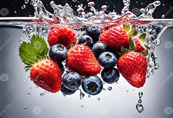 Dynamic Berry Splash with Realistic Fruit Stock Illustration ...