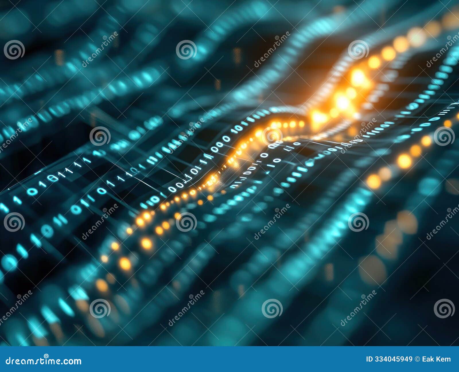 Dynamic Binary Code Network Futuristic Data Flow Visualization, Abstract Representation of High ...