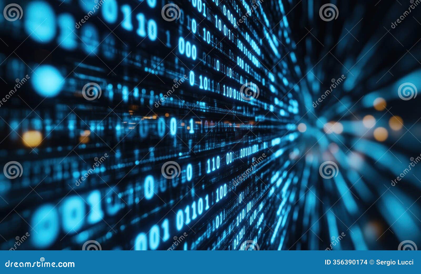 Dynamic Binary Code Visualization With Blue Streams In Motion Representing Data Flow