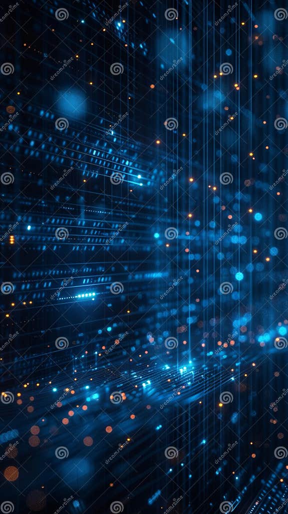 Dynamic Binary Data Flow Streaming Digits Create Intricate Matrix