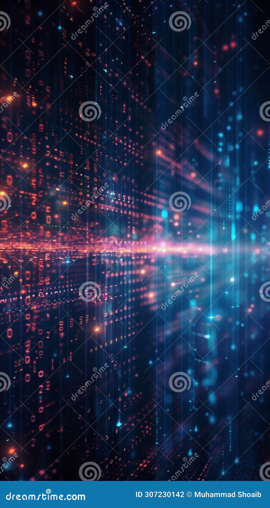 Dynamic Binary Data Flow Streaming Digits Create Intricate Matrix Background Stock Illustration