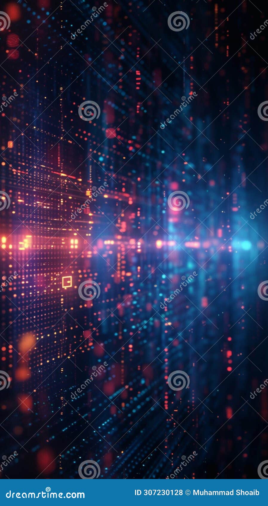 Dynamic Binary Data Flow Streaming Digits Create Intricate Matrix ...