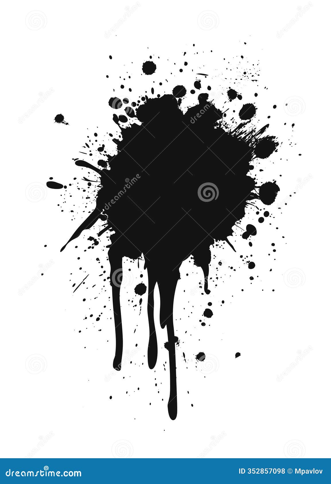 Dynamic Black Ink Explosion on White Canvas Stock Illustration ...