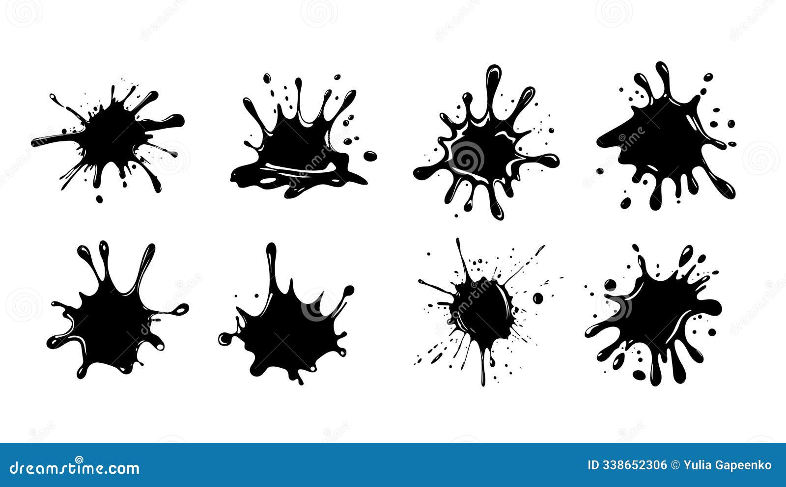 Dynamic Black Ink Splash Isolated Collection Set Stock Vector ...