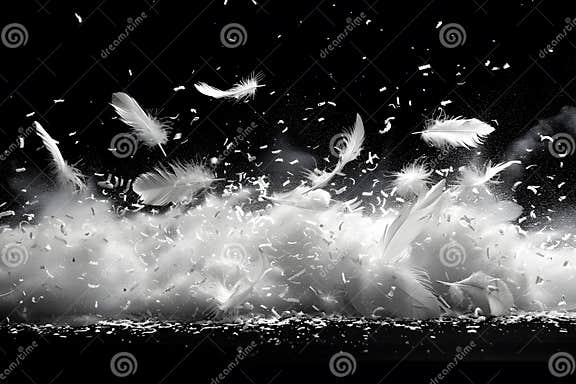Abstract Feather Explosion in Black and White for Artistic Display ...