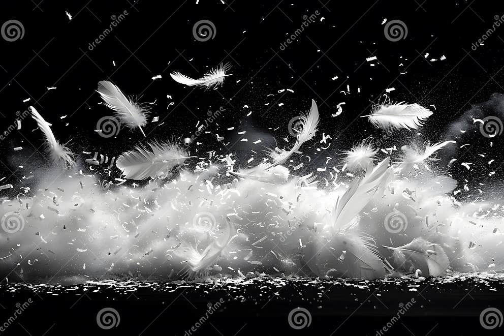 Abstract Feather Explosion in Black and White for Artistic Display ...