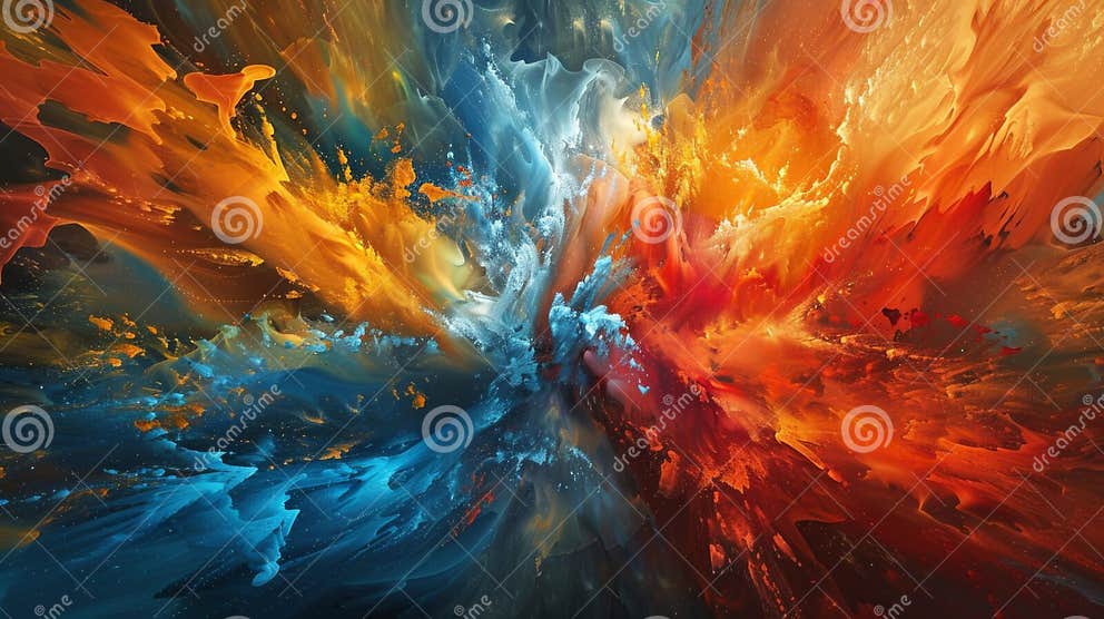 A Dynamic Blend of Warm and Cool Colors Exploding in a Breathtaking ...