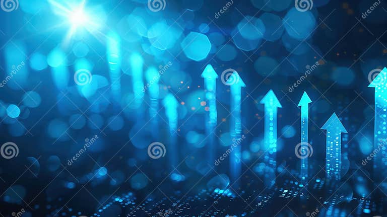 Dynamic Blue Arrows on Digital Background Illustrating Growth and Progress in Technology Sector ...