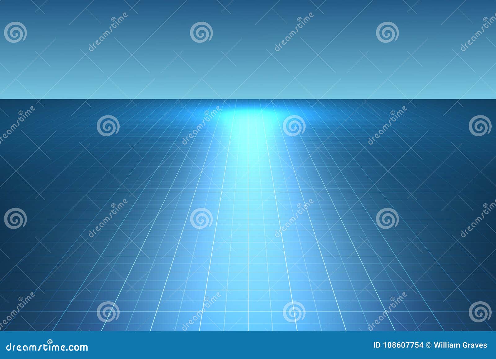 Blue Background with Soft Light and Large Grid Floor Stock Illustration ...