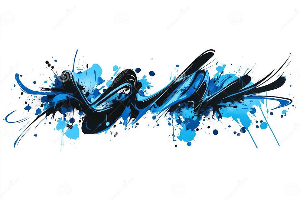 Dynamic Blue and Black Abstract Drip Art. Neural Network AI Generated ...