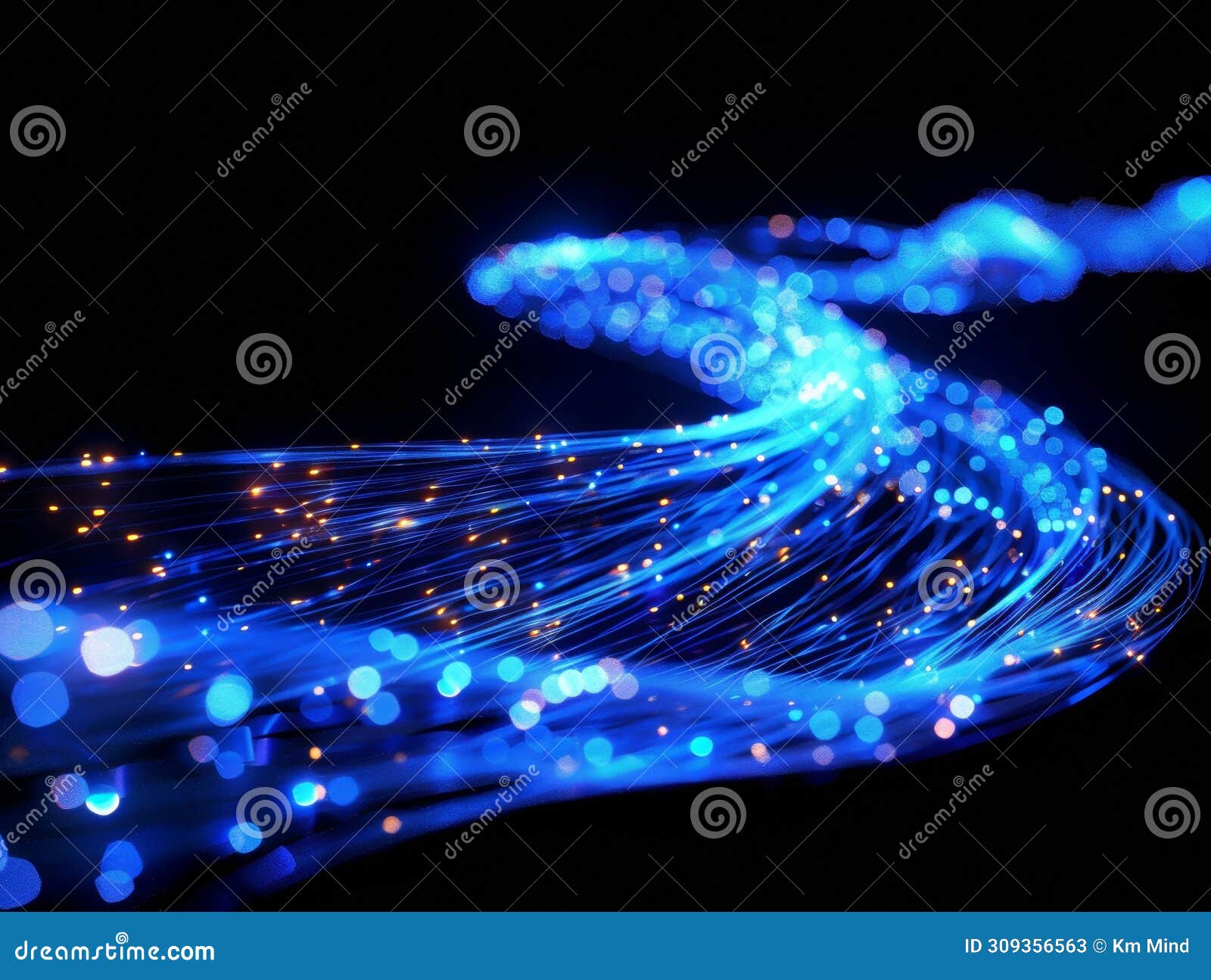 Dynamic Blue Fiber Optic Light Stream. Abstract Background. Generative ...