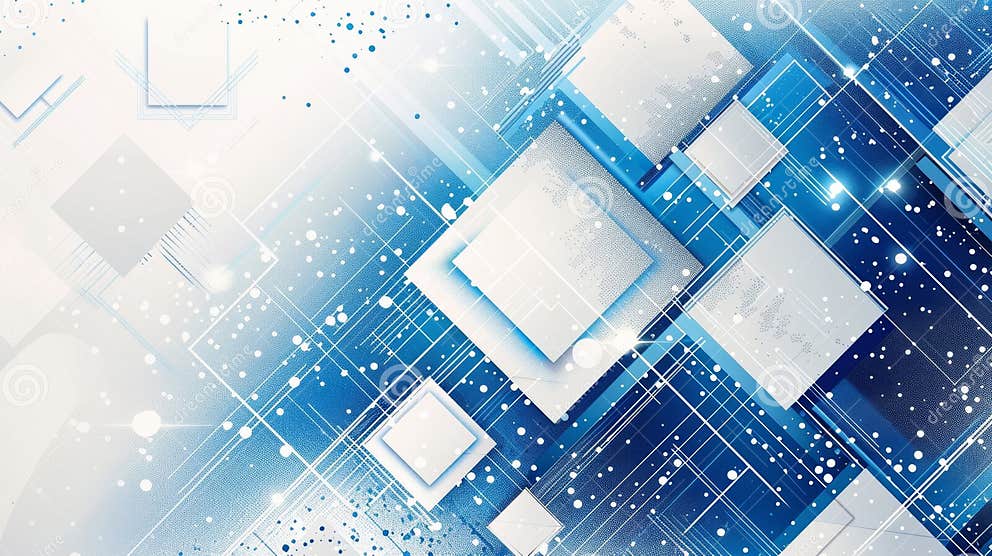 This is an Abstract Blue Geometric Background Featuring 3D Cubes Along ...