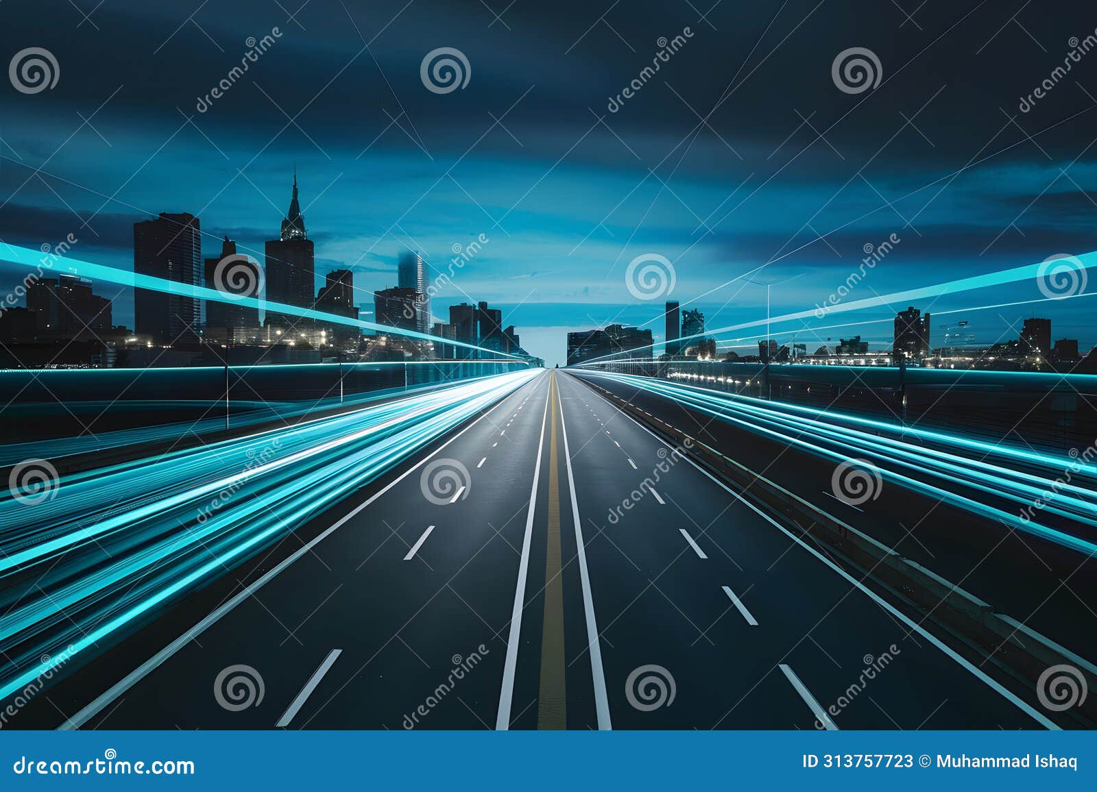Dynamic Blue Highway Animation Creates Engaging Motion Backdrop Stock ...