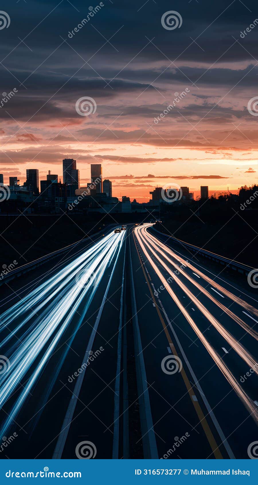 Dynamic Blue Highway Animation Creates Engaging Motion Backdrop Stock ...