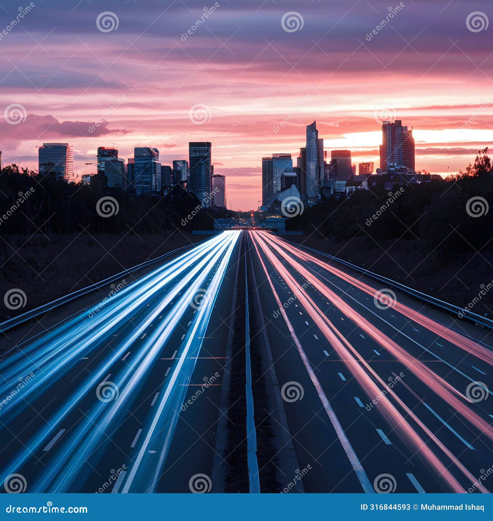 Dynamic Blue Highway Animation Creates Engaging Motion Backdrop Stock ...