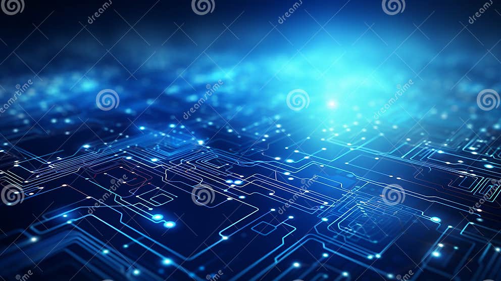 Dynamic Blue Internet Technology Background with Digital Circuits and ...