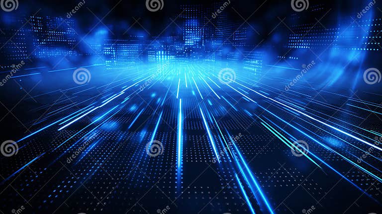 Dynamic Blue Internet Technology Background with Digital Circuits and ...