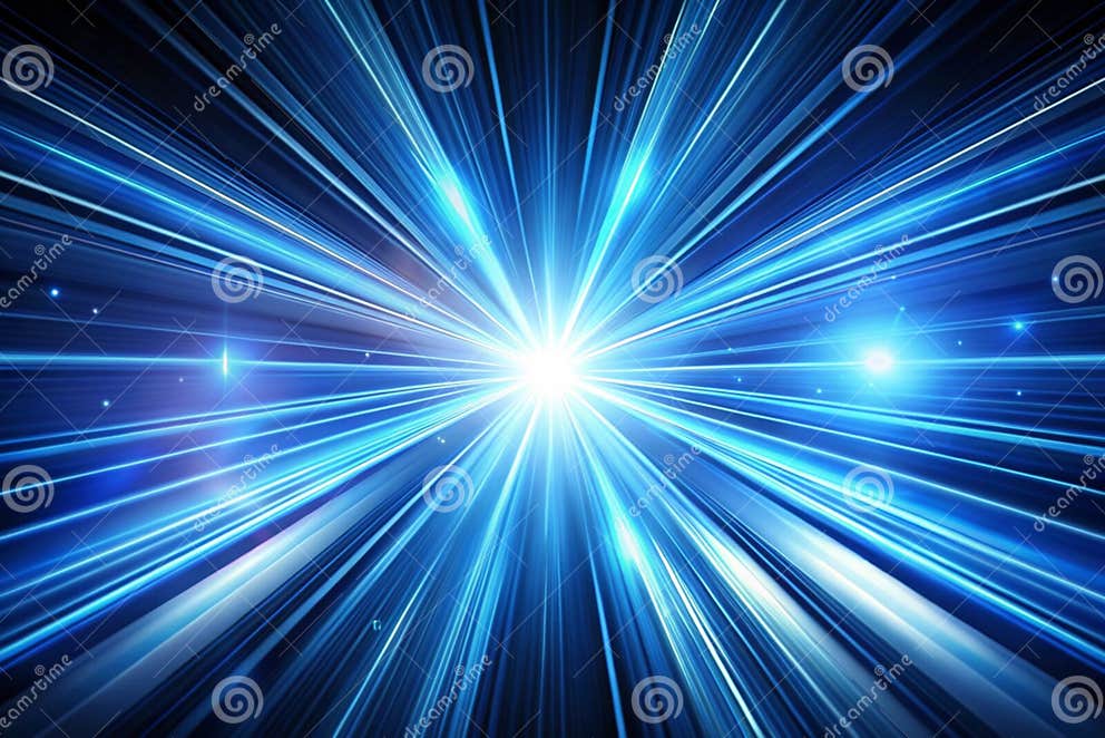 Dynamic Blue Light Rays Across Dark Backdrop Abstract Motion and Energy Stock Illustration ...