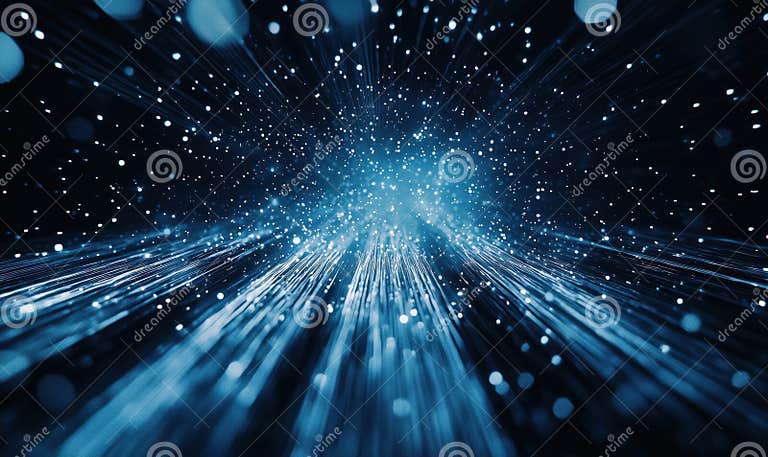 Dynamic Blue Light Rays and Particles Creating a Sense of Depth and ...