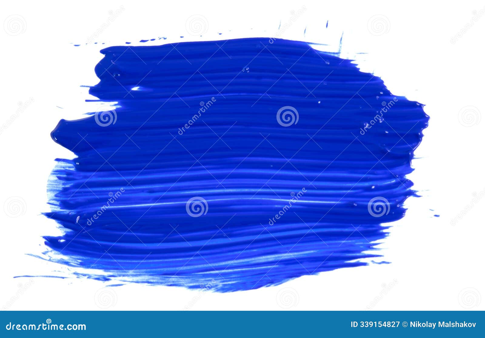 Vibrant Blue Paint Brush Stroke on White Background Stock Image - Image ...